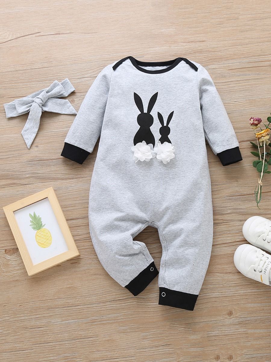 Wholesale 2 Pieces Baby Girl Rabbit Jumpsuit With Headb