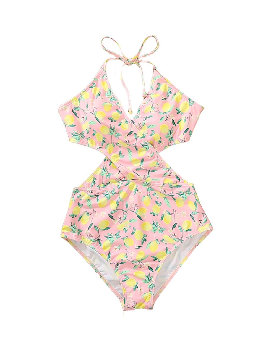 Wholesale Family Matching Lemon Print Bathing Suits 201
