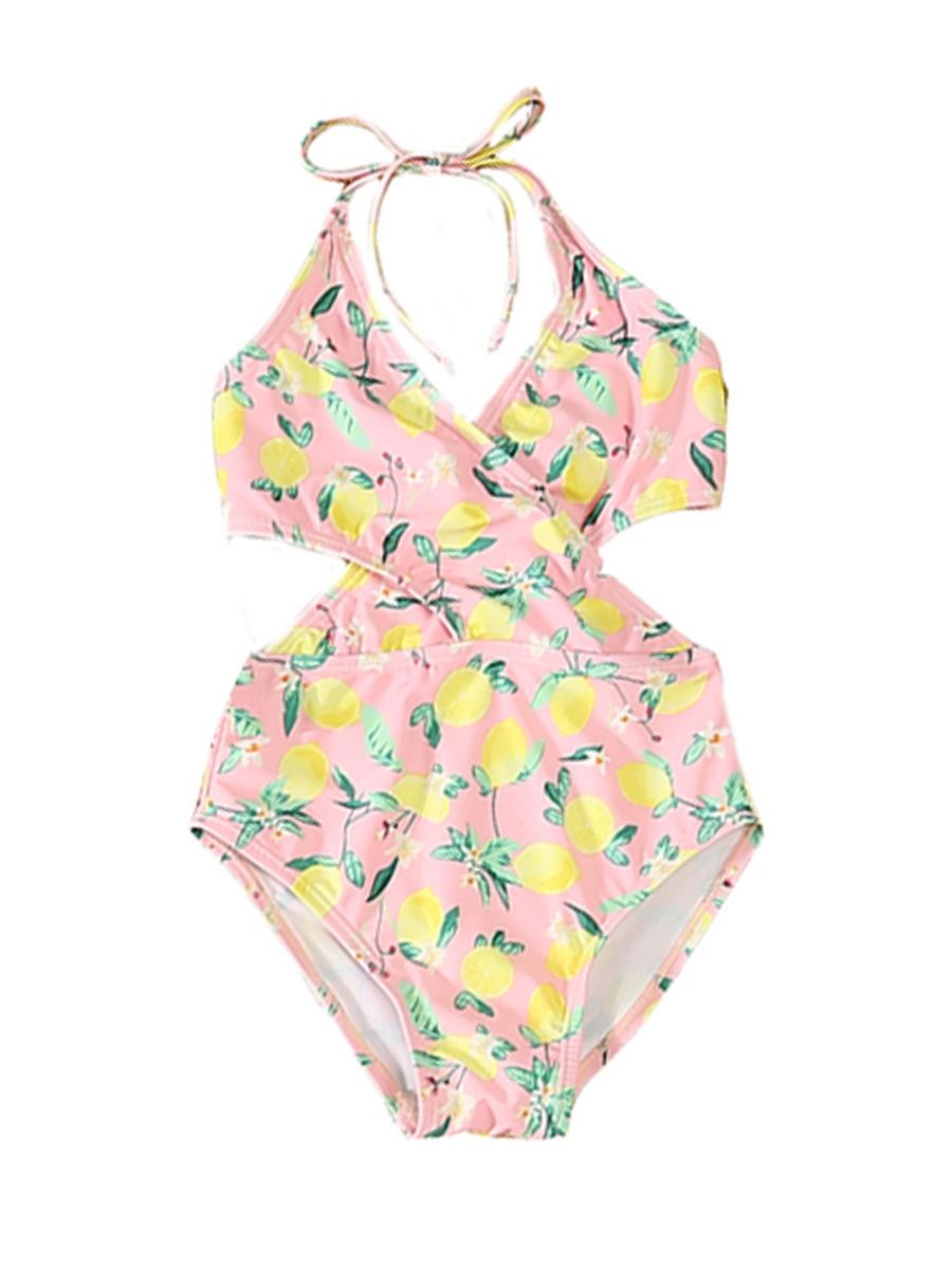 Wholesale Family Matching Lemon Print Bathing Suits 201