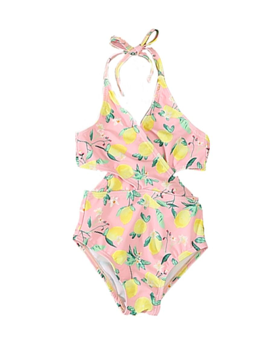 Wholesale Family Matching Lemon Print Bathing Suits 201