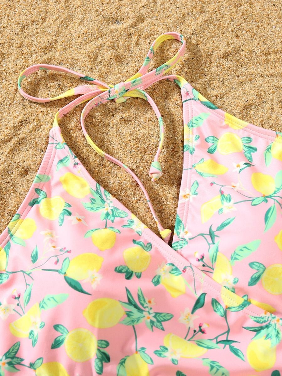 Wholesale Family Matching Lemon Print Bathing Suits 201