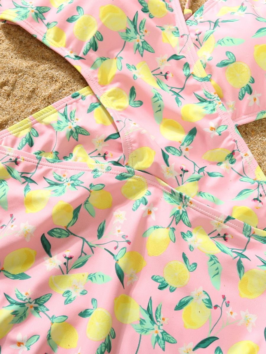Wholesale Family Matching Lemon Print Bathing Suits 201
