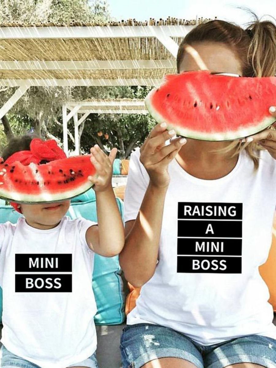 Wholesale Mommy And Daughter Raising A Mini Boss T-shir