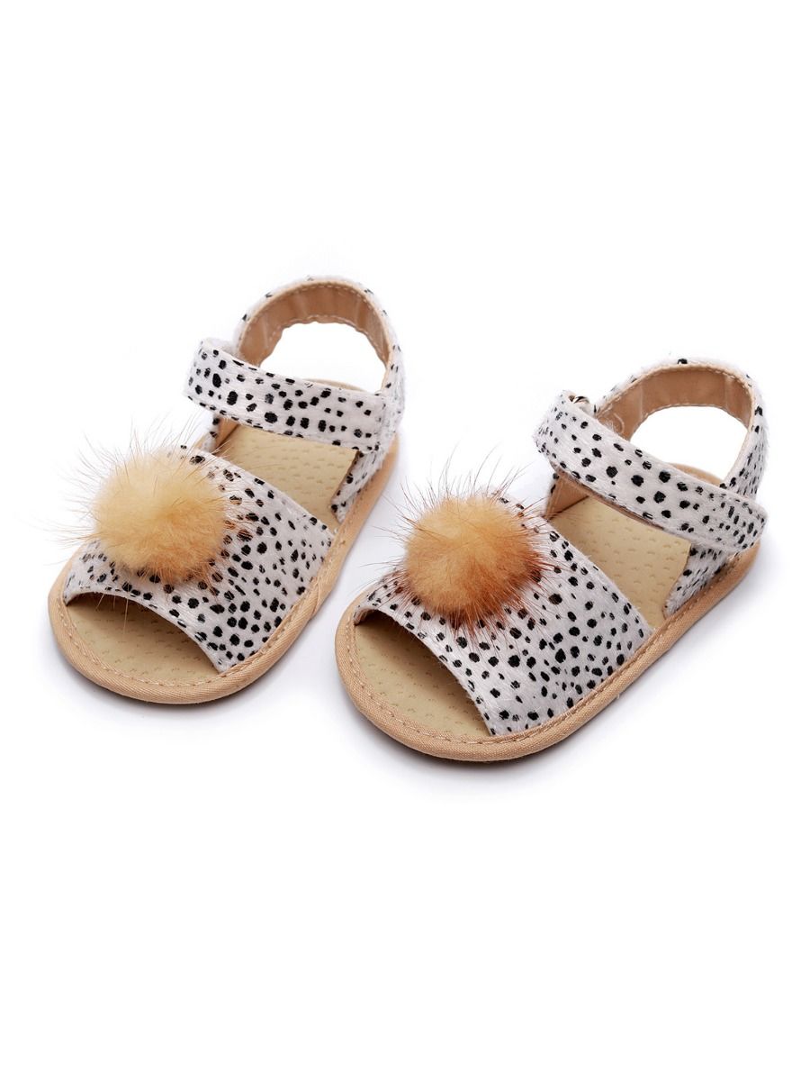 Wholesale Baby Girl Pom Pom Leopard Print Sandal 210116