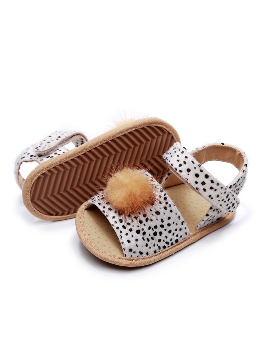 Wholesale Baby Girl Pom Pom Leopard Print Sandal 210116