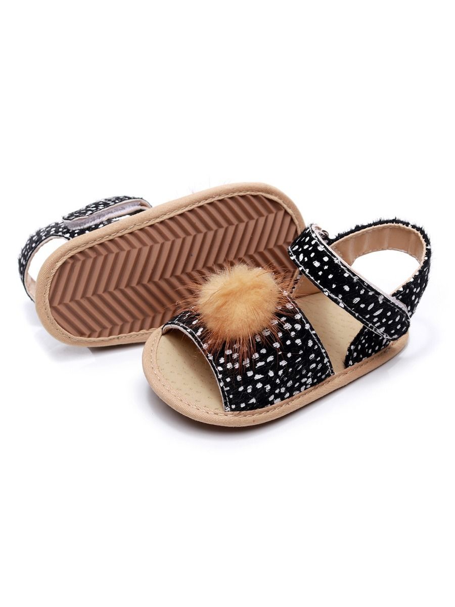 Wholesale Baby Girl Pom Pom Leopard Print Sandal 210116