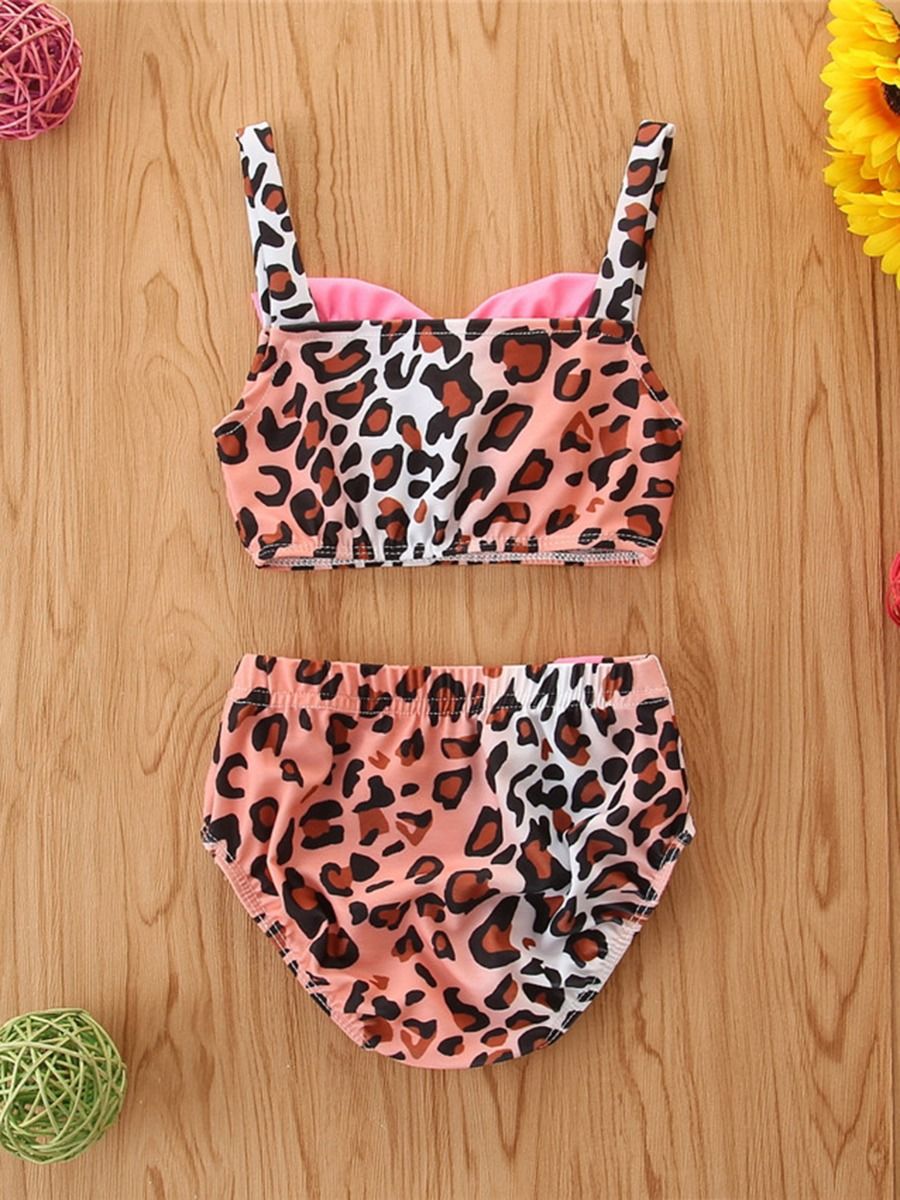 Wholesale Two Pieces Girl Leopard Bikini Swimwear 21032