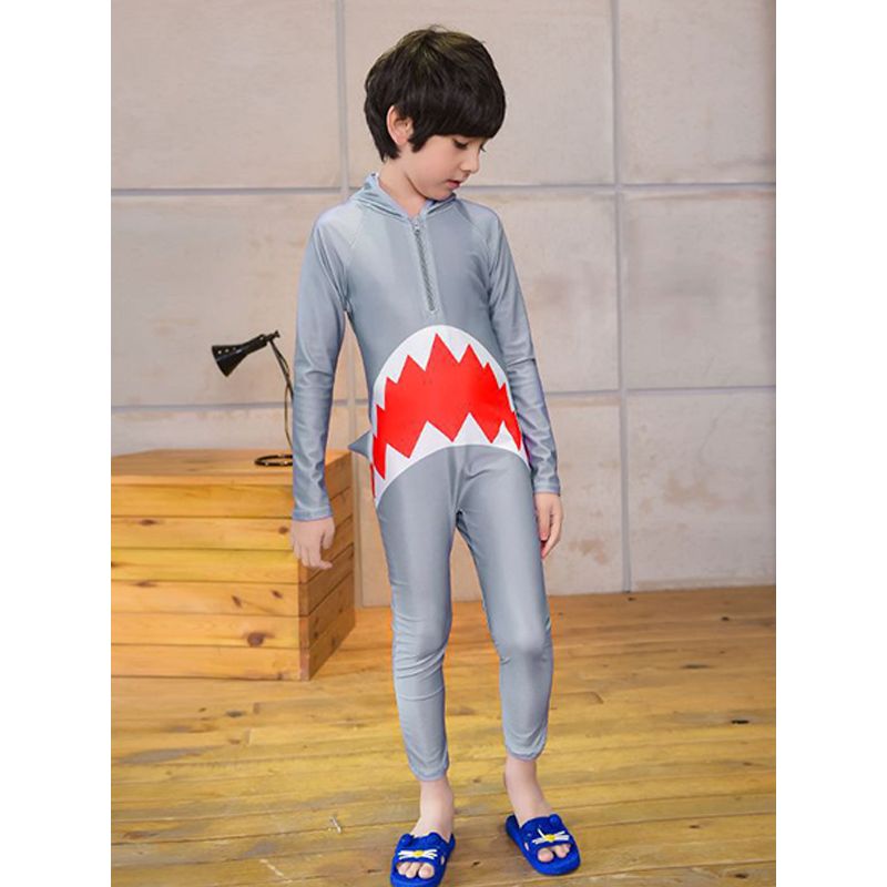 Wholesale Cool Shark Pattern Diving Suit Hooded Long-sl
