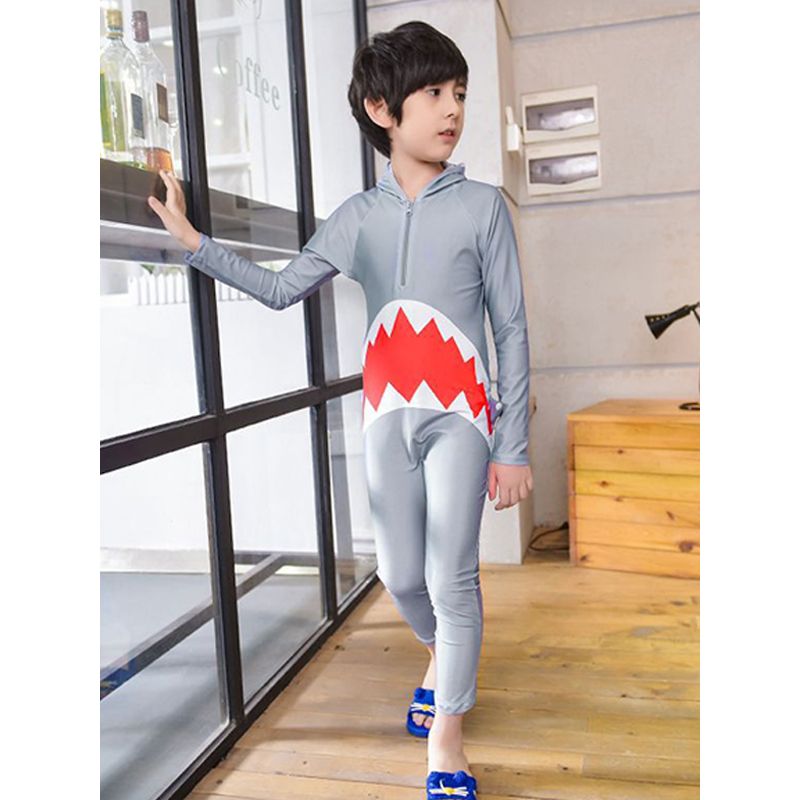 Wholesale Cool Shark Pattern Diving Suit Hooded Long-sl