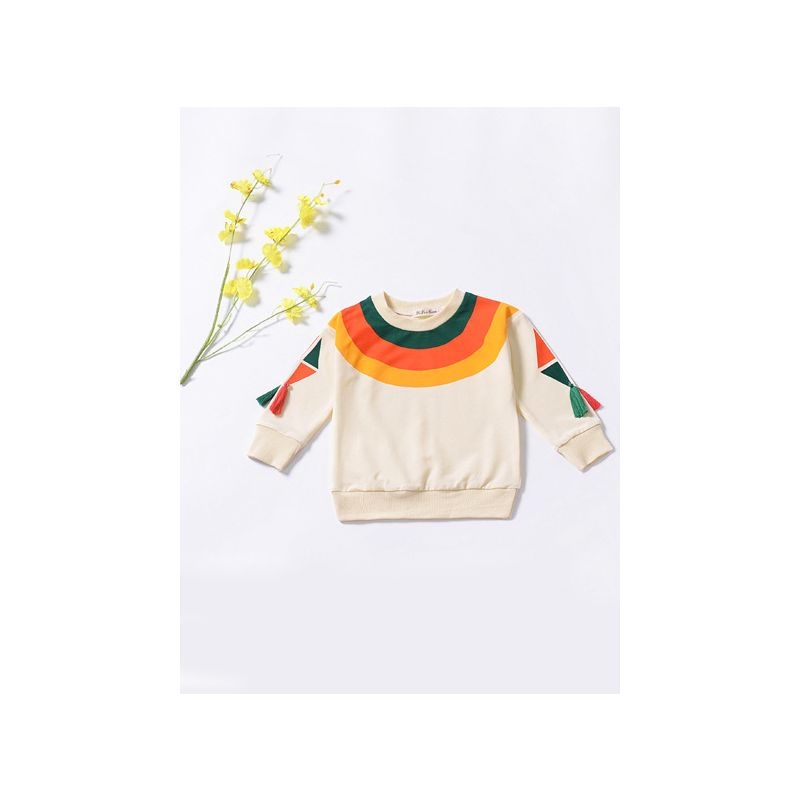 Wholesale Rainbow Color Tassel Baby Little Girl Jumper