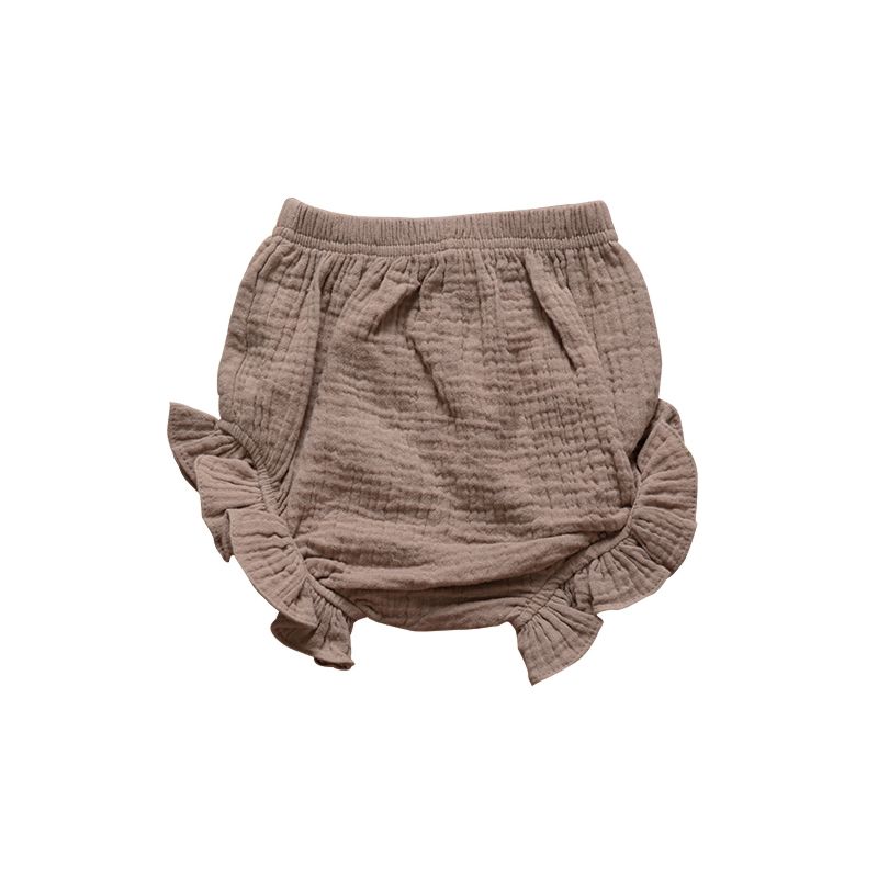 Wholesale Frilled Solid Color Muslin Baby Bread Pants 1