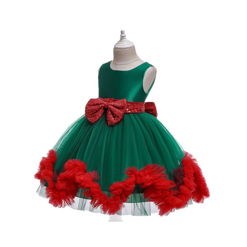 Wholesale 2-Piece Little Girl Sequins Bow Mesh Christma