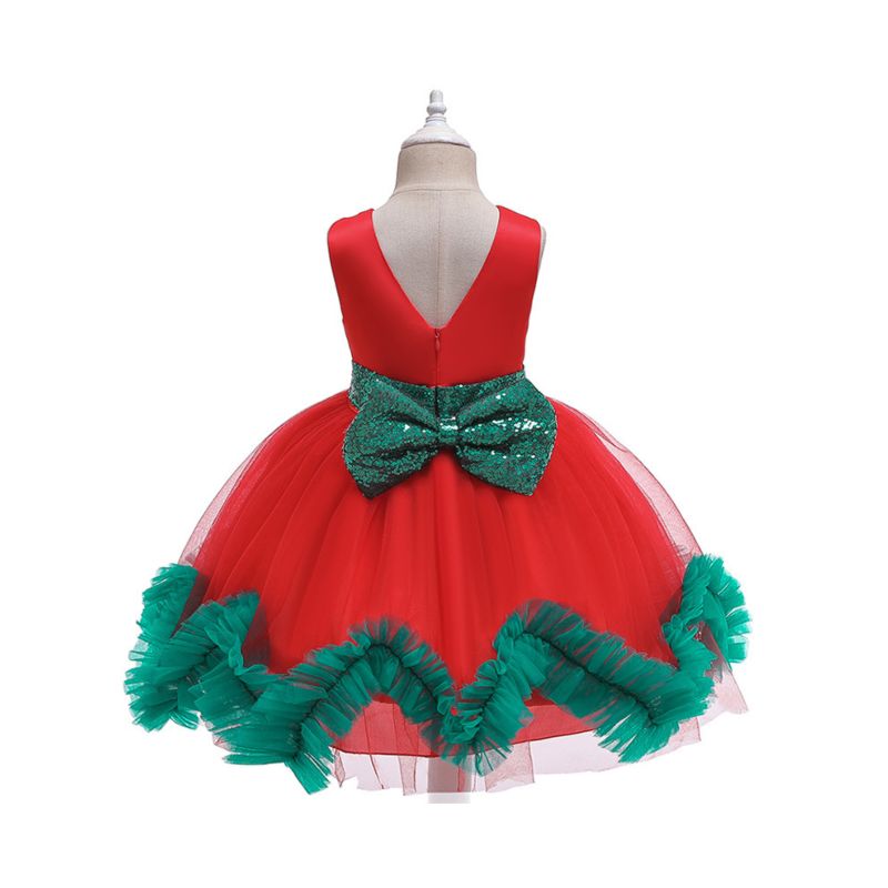 Wholesale 2-Piece Little Girl Sequins Bow Mesh Christma