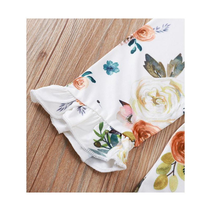 Wholesale 2-Piece Spring Baby Girl Pom Flower Bodysuit