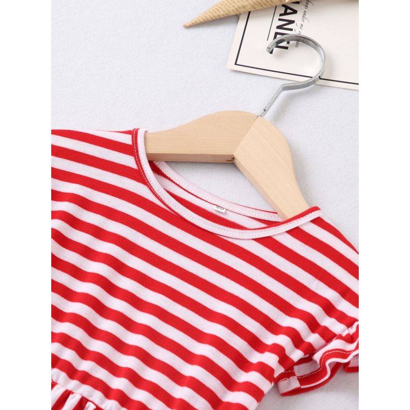 Wholesale Mom and Daughter White & Red Stripe Summer Dr