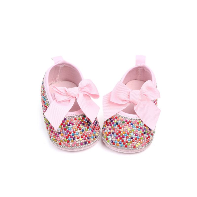 Wholesale Big Bow Beaded Trim Crib Shoes 200420432 - ki