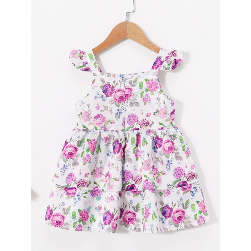 Wholesale Summer Little Girl Floral Printed Layered Dre