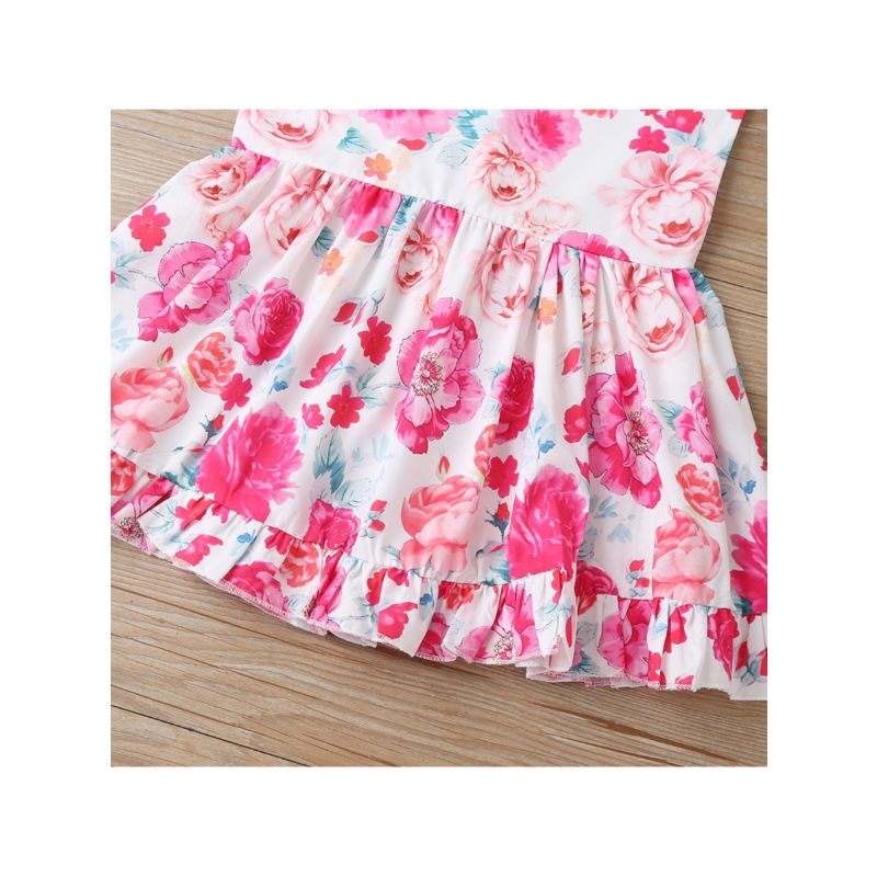 Wholesale Summer Little Girl Flower Printed Rose Red Ca