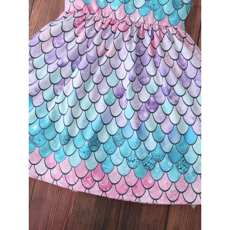 Wholesale Kid Girl Summer Fish Scale Print Dress 200720