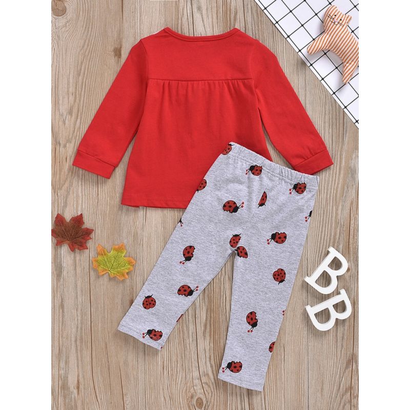 Wholesale 2 Pieces Infant Toddler Girl Ladybug Set Red