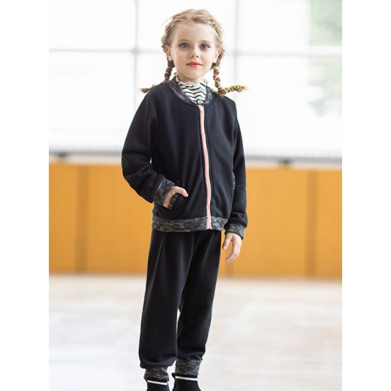 Wholesale 2 Pieces Kid Girl Sports Set Zipper Jacket Wi