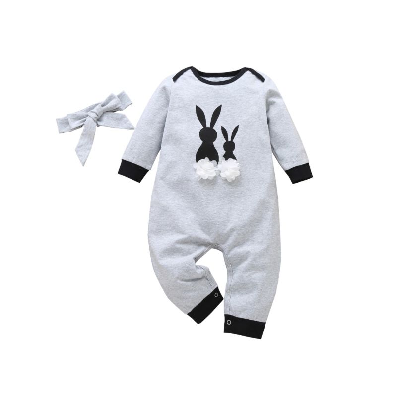 Wholesale 2 Pieces Baby Girl Rabbit Jumpsuit With Headb