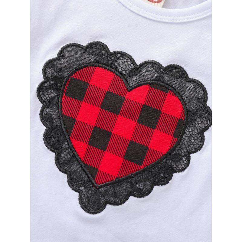 Wholesale 3 Pieces Kid Girl Love Heart Checked Set Top