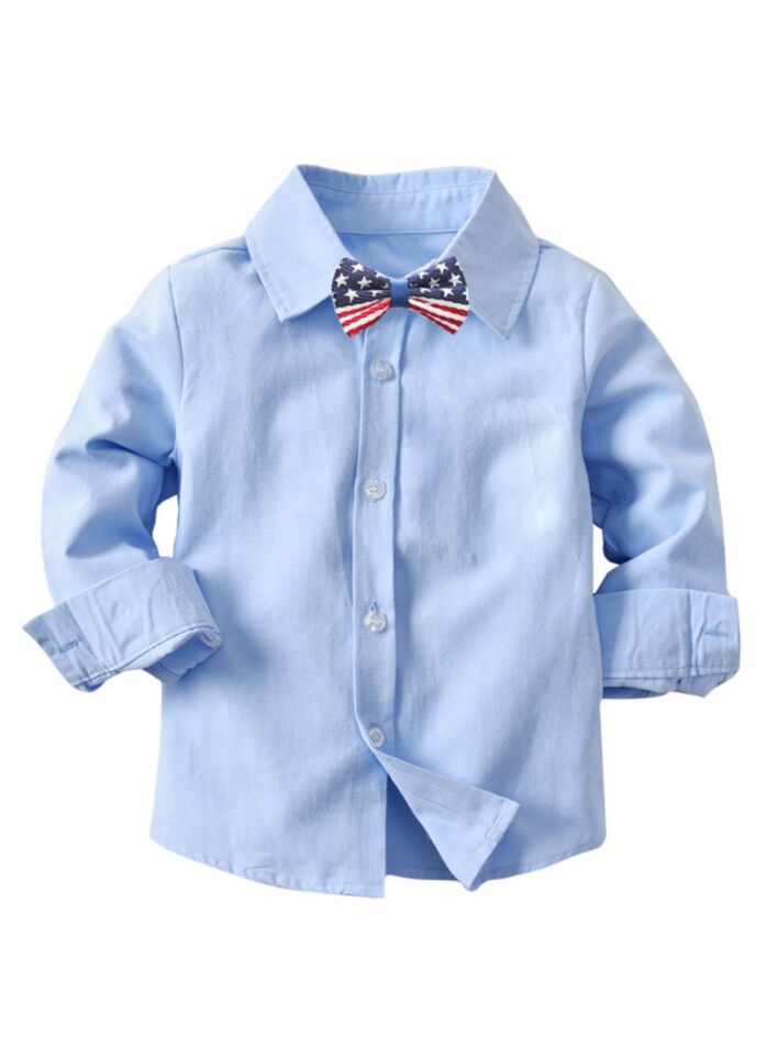 Wholesale Baby Little Boy Cotton Blue Casual Shirt with