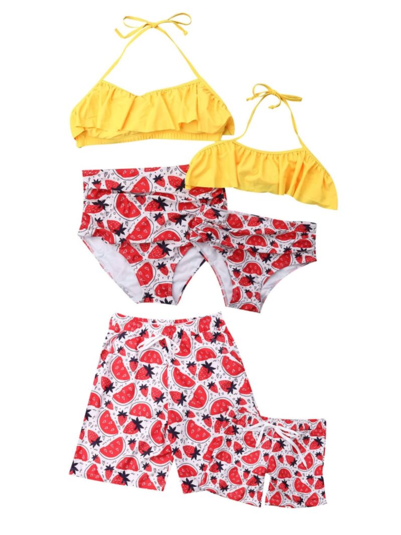 Wholesale Family Matching Strawberry Print Tankini for