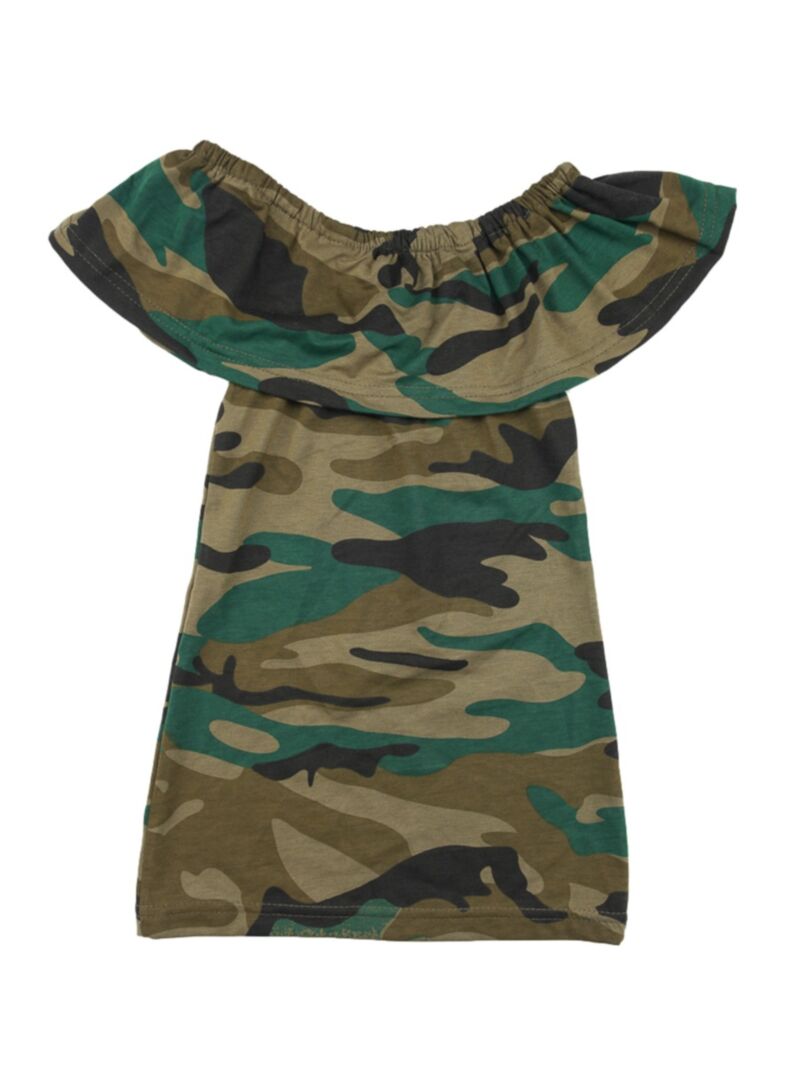 Wholesale Camo Off Shoulder Shift Dress 19061168 - kisk