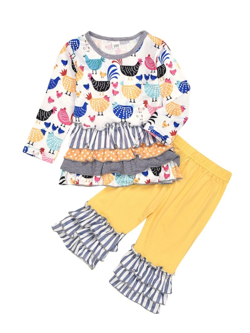 Wholesale 2-Piece Autumn Fashion Ruffle Set Tunic Top M