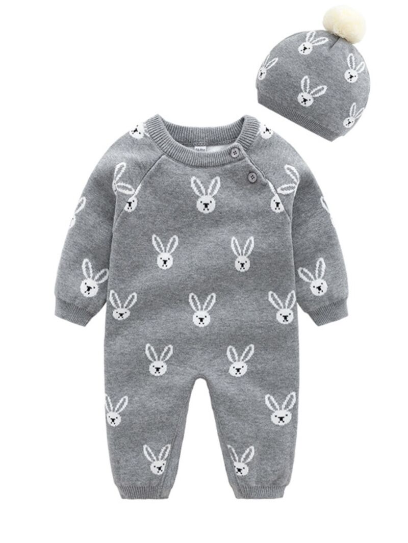 Wholesale 2-Piece Fall Baby Fishbone/Rabbit Crochet Ove