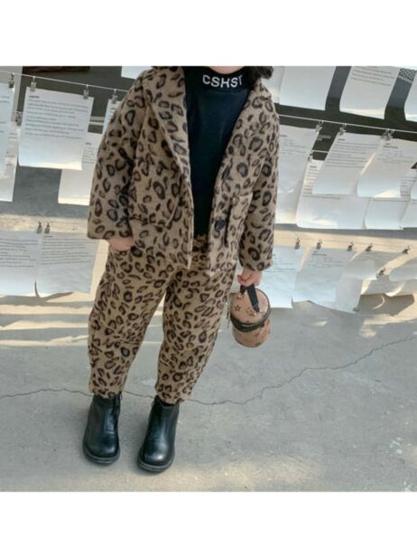 Wholesale 2-Piece Stylish Little Big Girls Leopard Prin