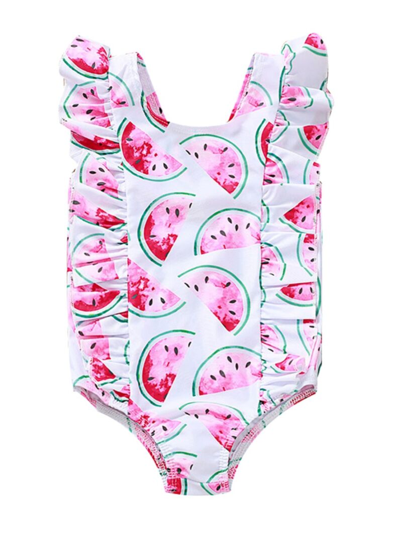 Wholesale Watermelon Ruffle One Piece Bathing Suit 1912