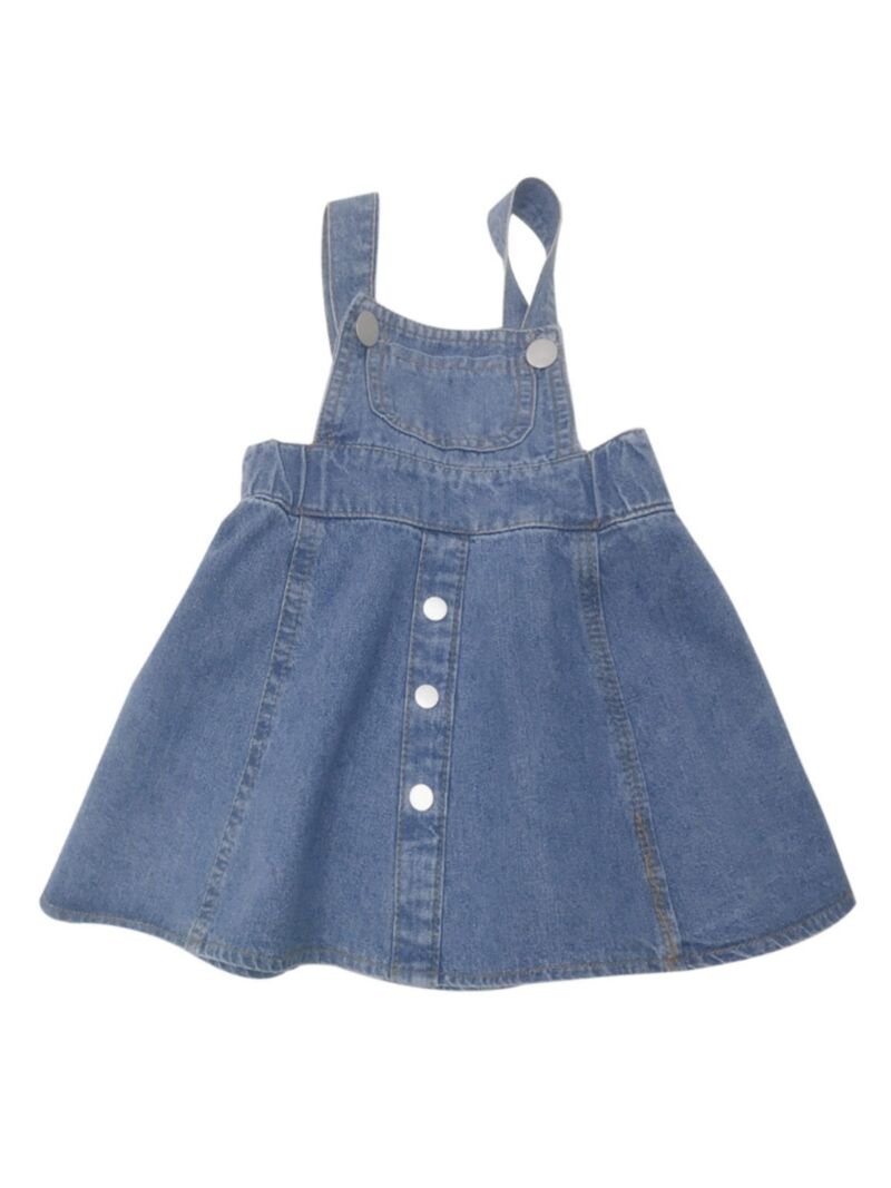 Wholesale Blue Denim Pinafore Dress 200424346 - kiskiss