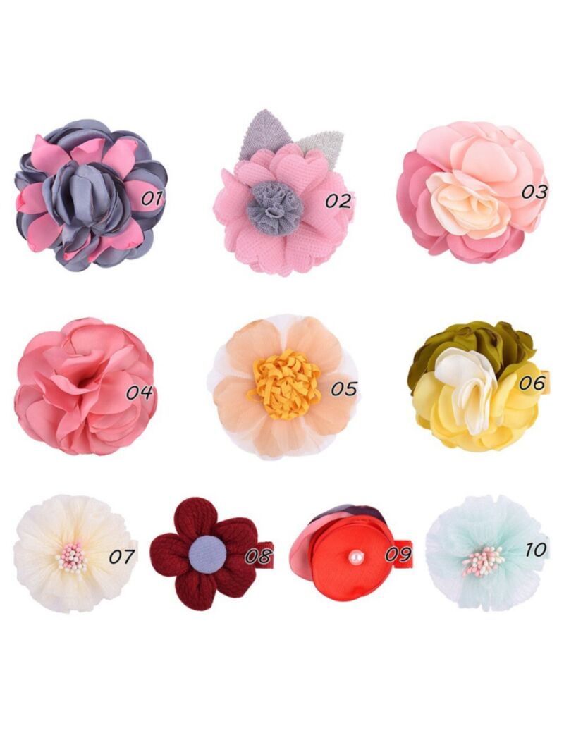 Wholesale 10 Pack Cute Girl Flower Hair Clips 200618219