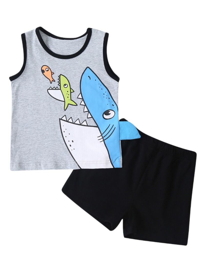 Wholesale 2 Pieces Toddler Boy Sharp Cartoon Tank Top M