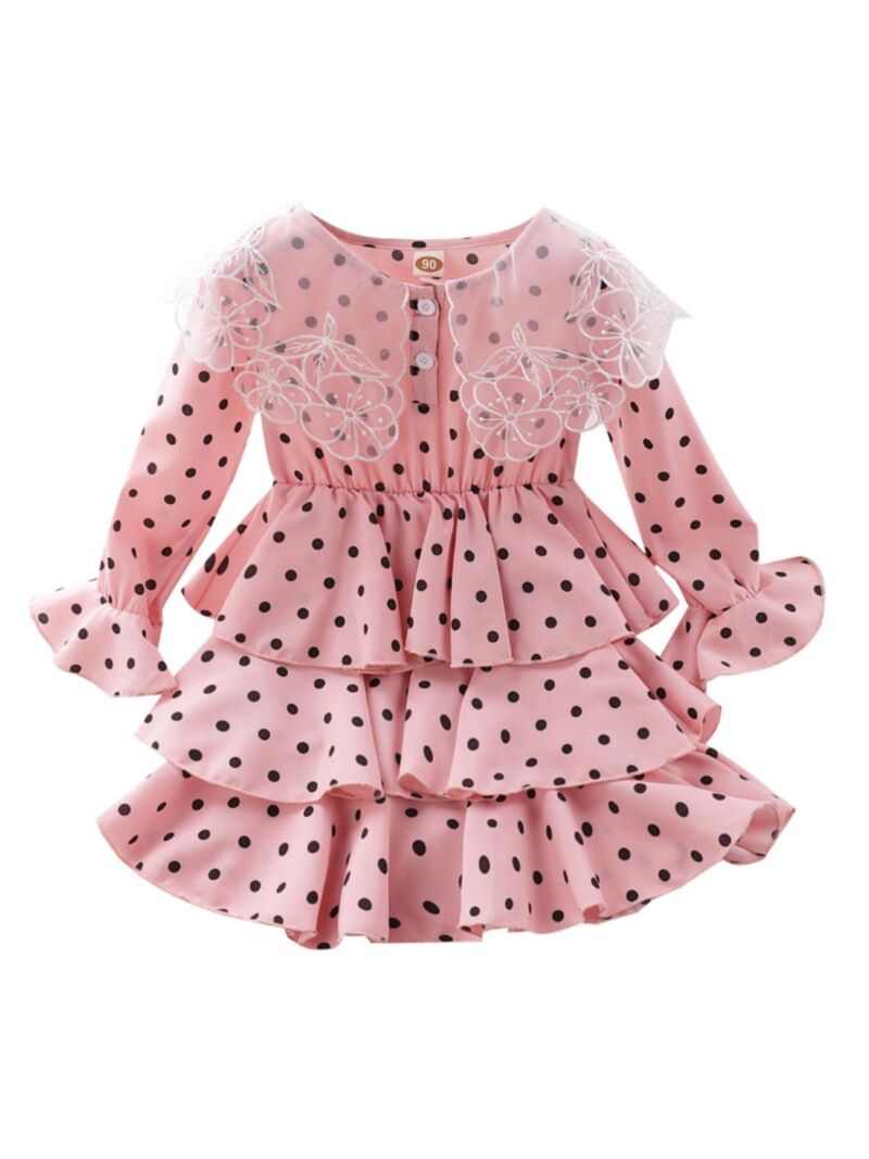 Wholesale Kid Girl Polka Dots Layered Mesh Dress 200813