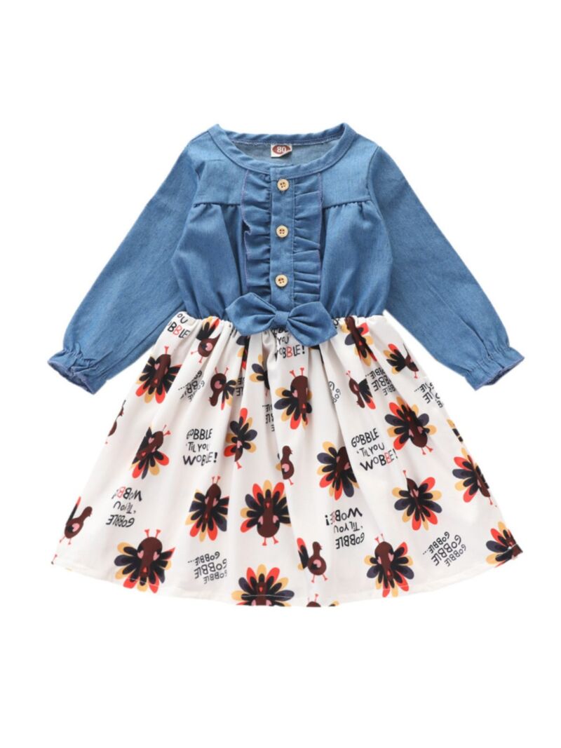 Wholesale Kid Girl Thanksgiving Turkey Demin Dress 2008