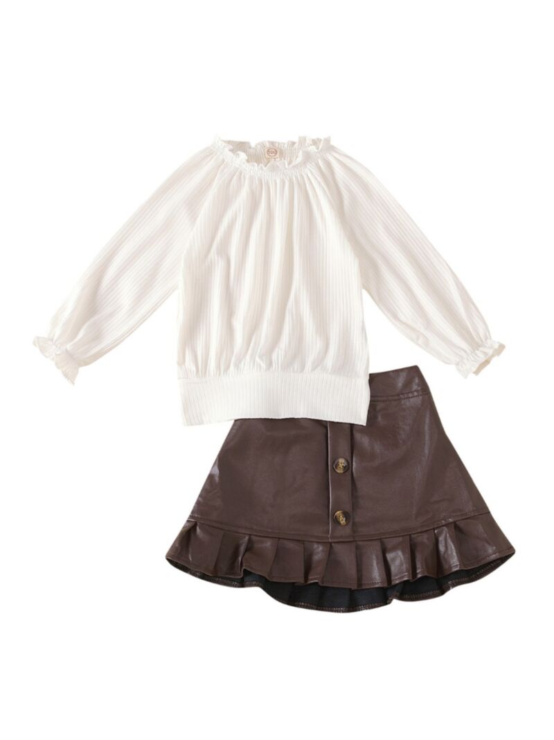 Wholesale 2 Pieces Kid Girl Ribbed Blouse With Ruffle H
