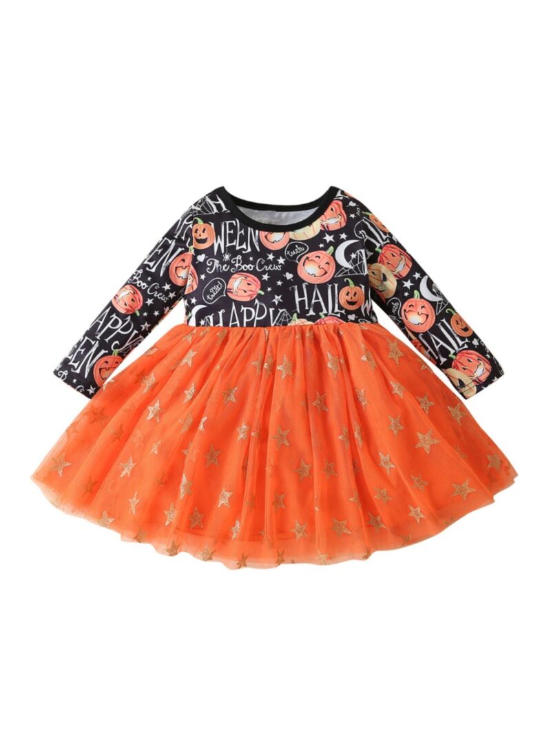 Wholesale Kid Girl Happy Halloween Sequins Star Patchwo