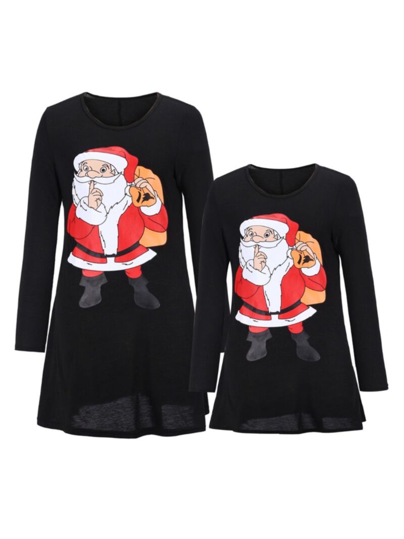 Wholesale Mother And Daughter Christmas Santa Print Dre