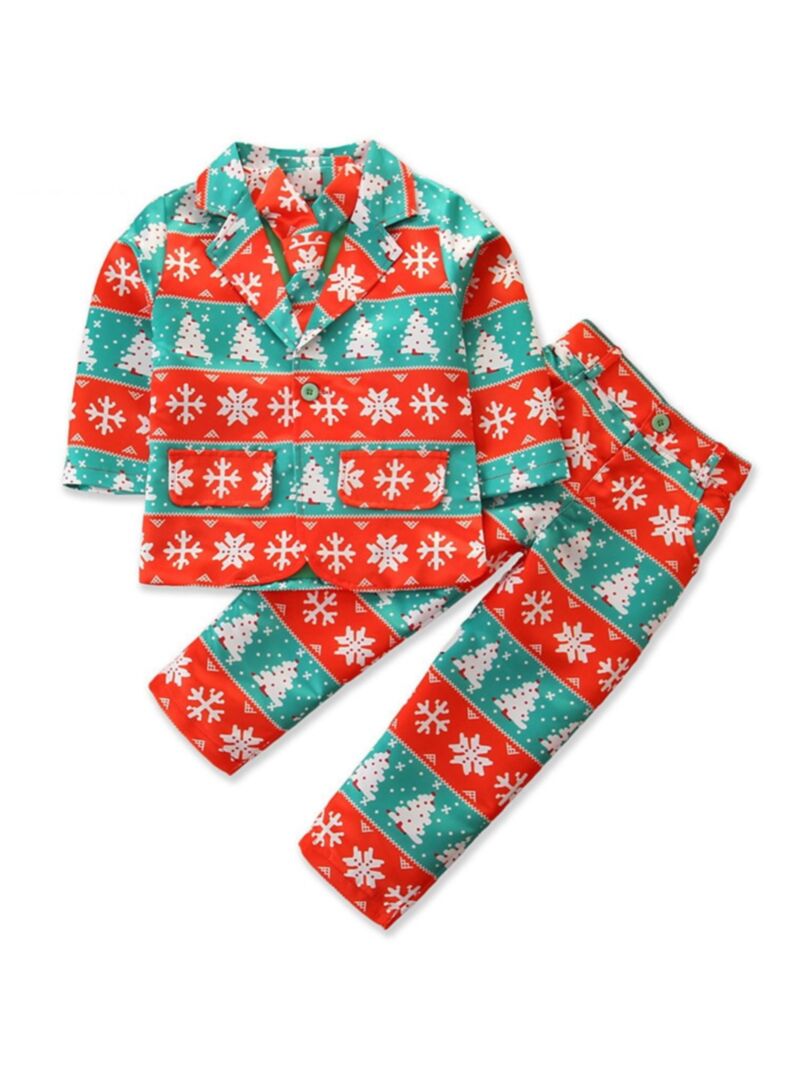 Wholesale 3 Pieces Kid Boy Christmas Snowflake Set Top