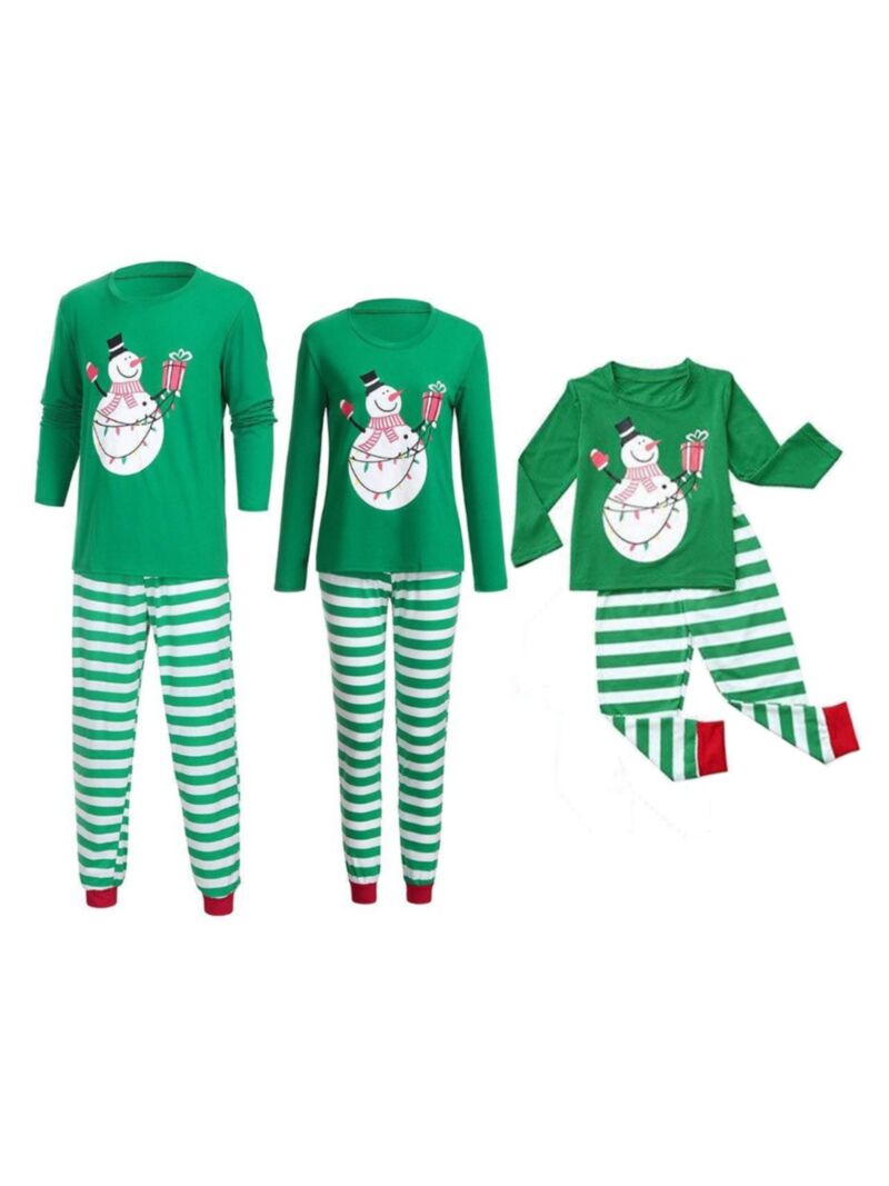 Wholesale Family Matching Snowman Stripe Christmas Paja