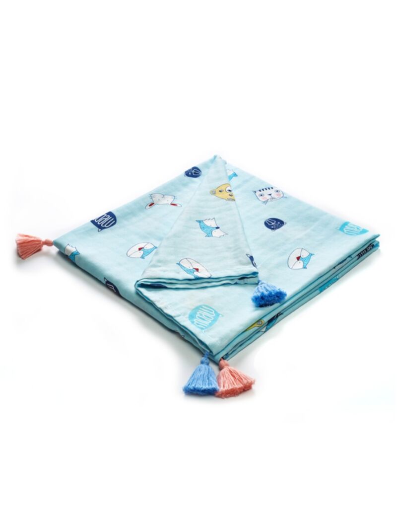 Wholesale Baby Printed Tassel Bamboo Cotton Baby Blanke