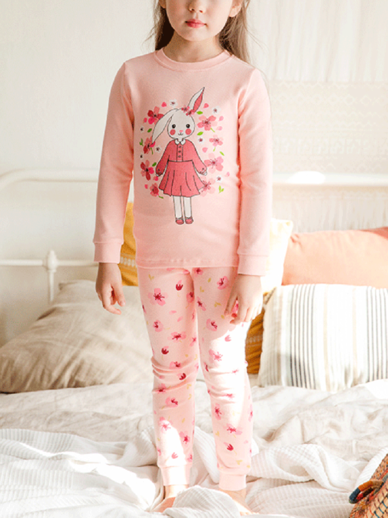 Wholesale 2 Pieces Kid Girl Rabbit Sakura Loungewear Se