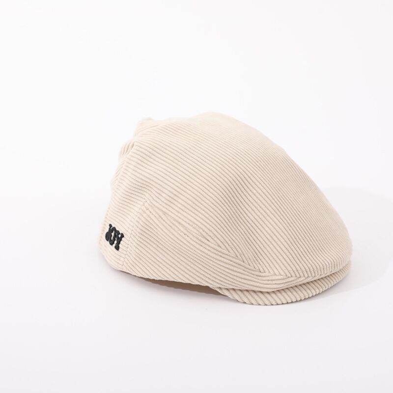 Wholesale Solid Color Joy Letter Print Corduroy Beret C