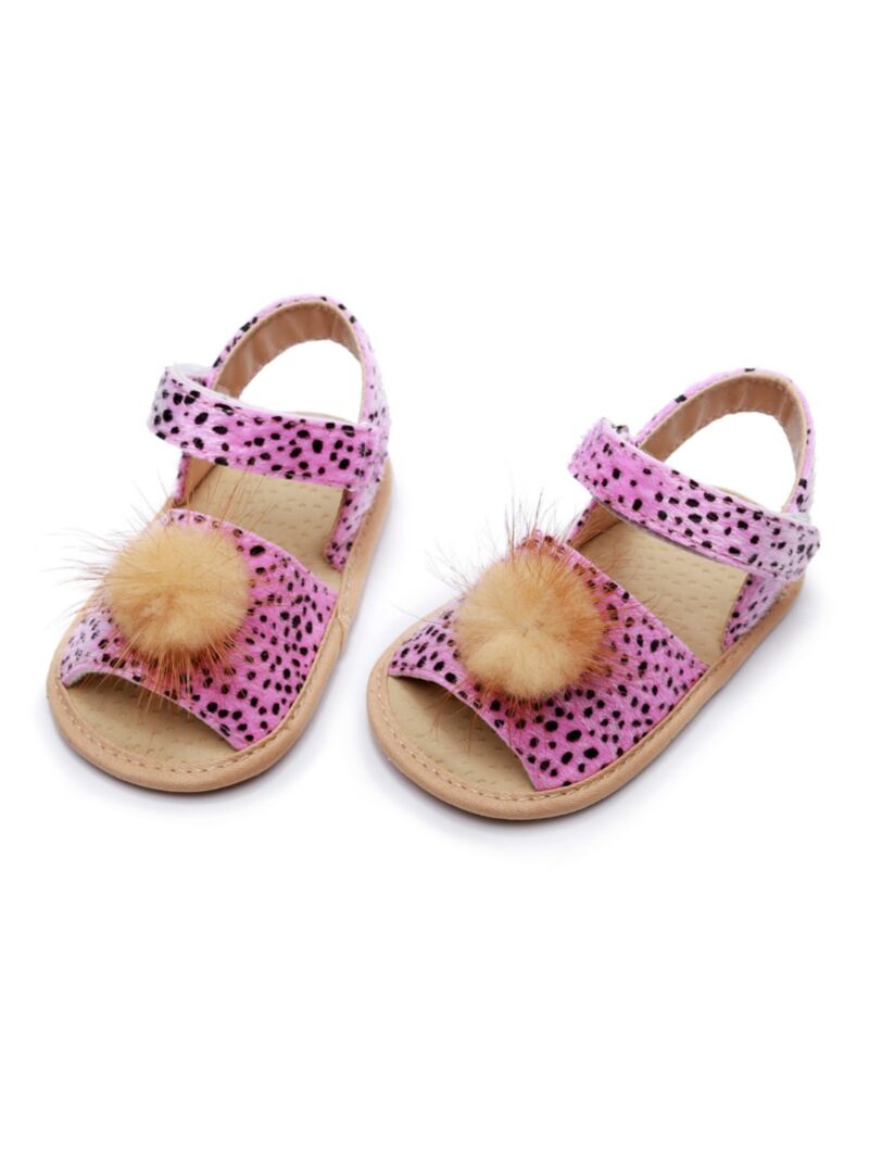 Wholesale Baby Girl Pom Pom Leopard Print Sandal 210116