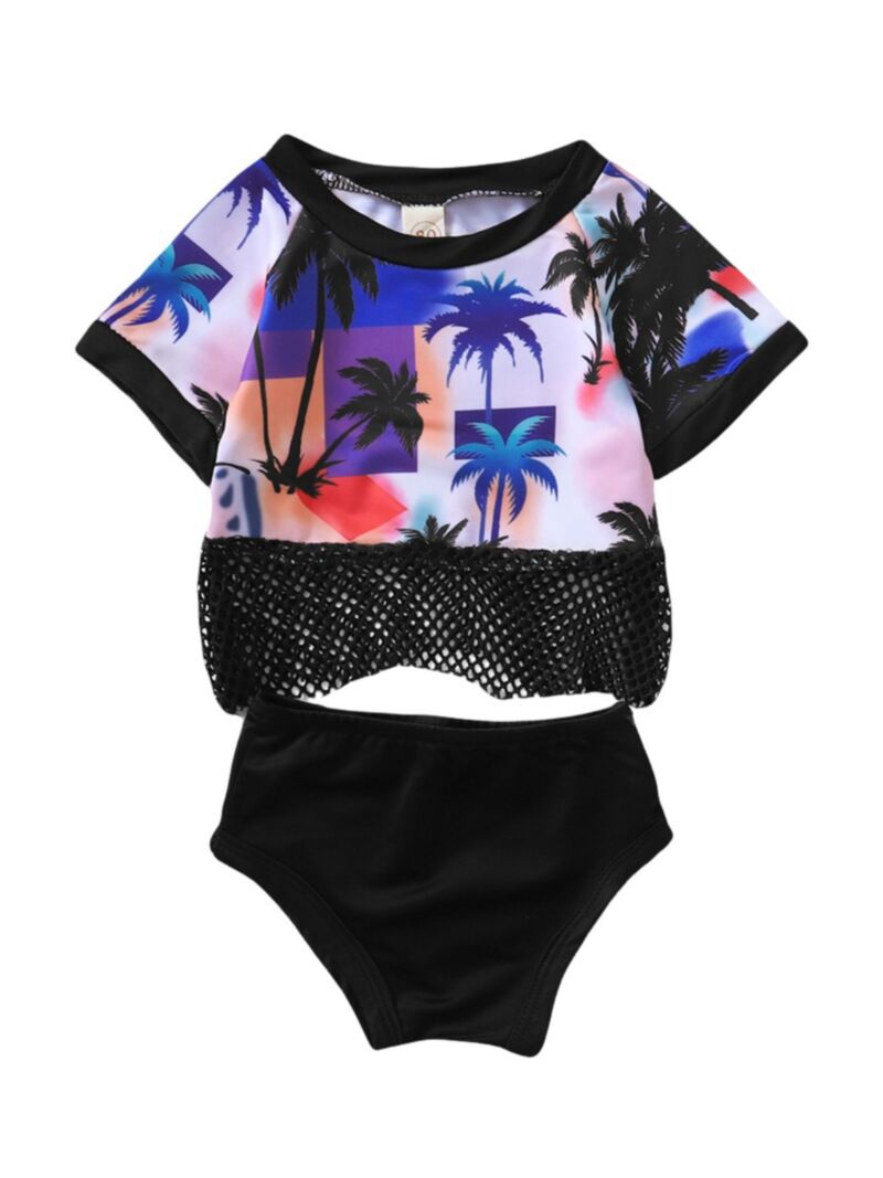 Wholesale Two Pieces Girl Swimwear Mesh Patchwork Cocon