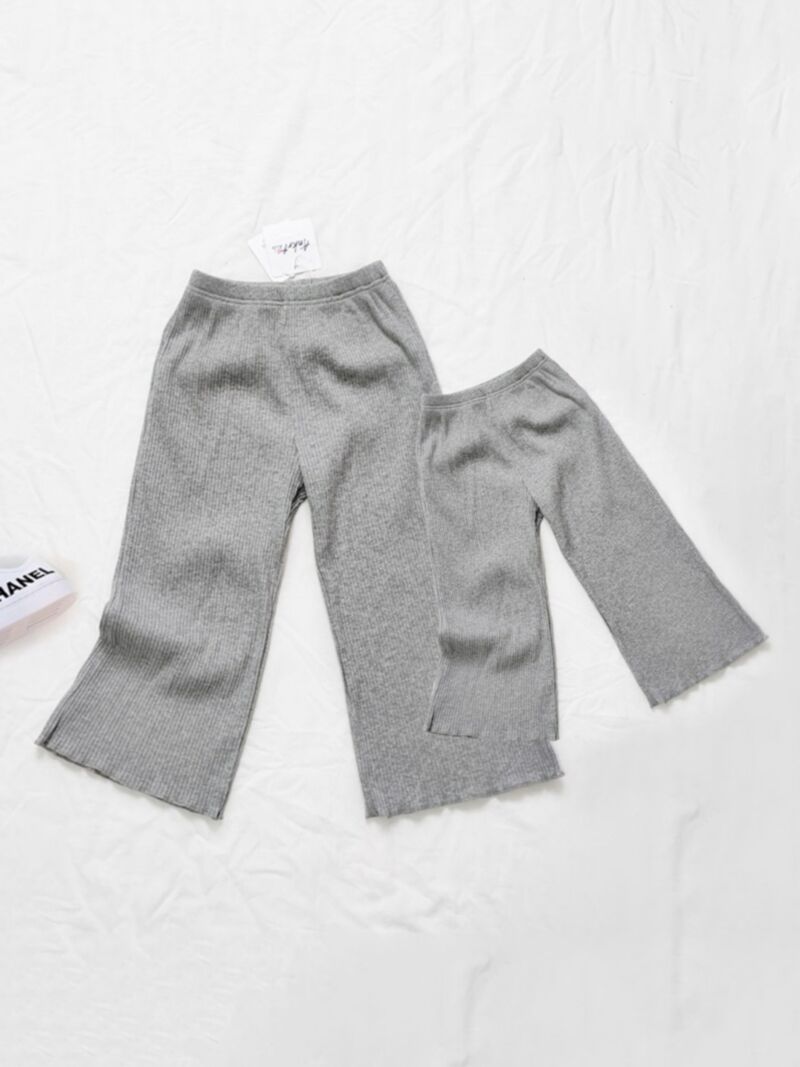 Wholesale Mom And Daughter Solid Color Wide Leg Trouser